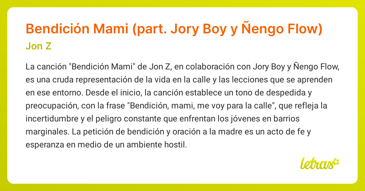Significado de la canción Bendición Mami (part. Jory Boy y Ñengo Flow ...