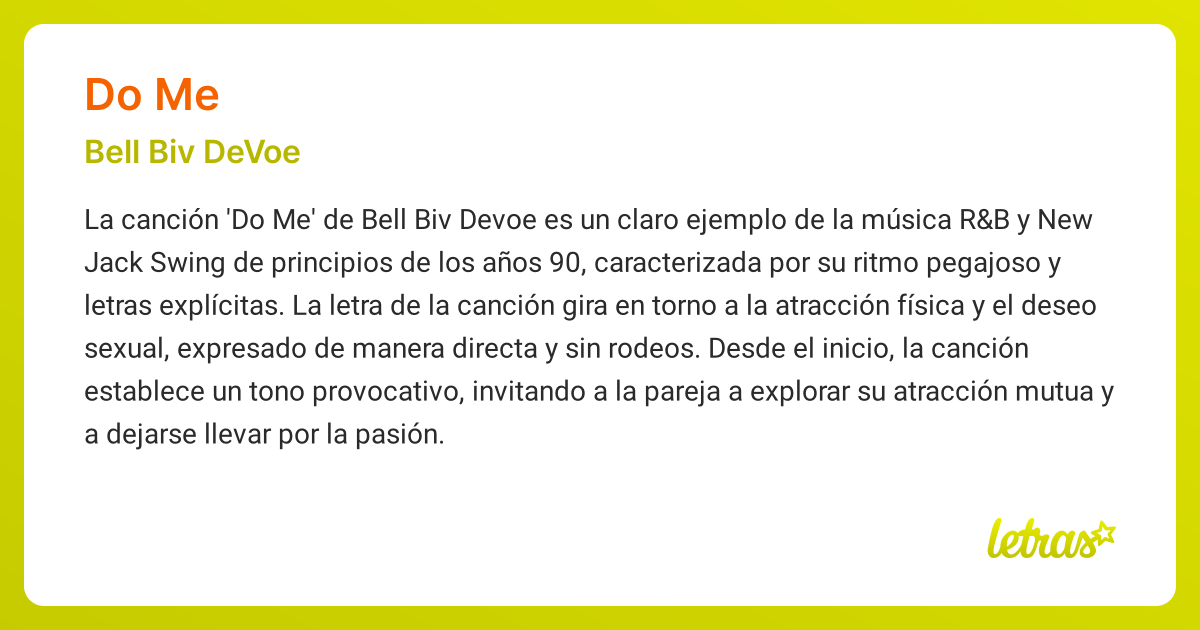 Significado de la canción DO ME (Bell Biv DeVoe) - LETRAS.COM