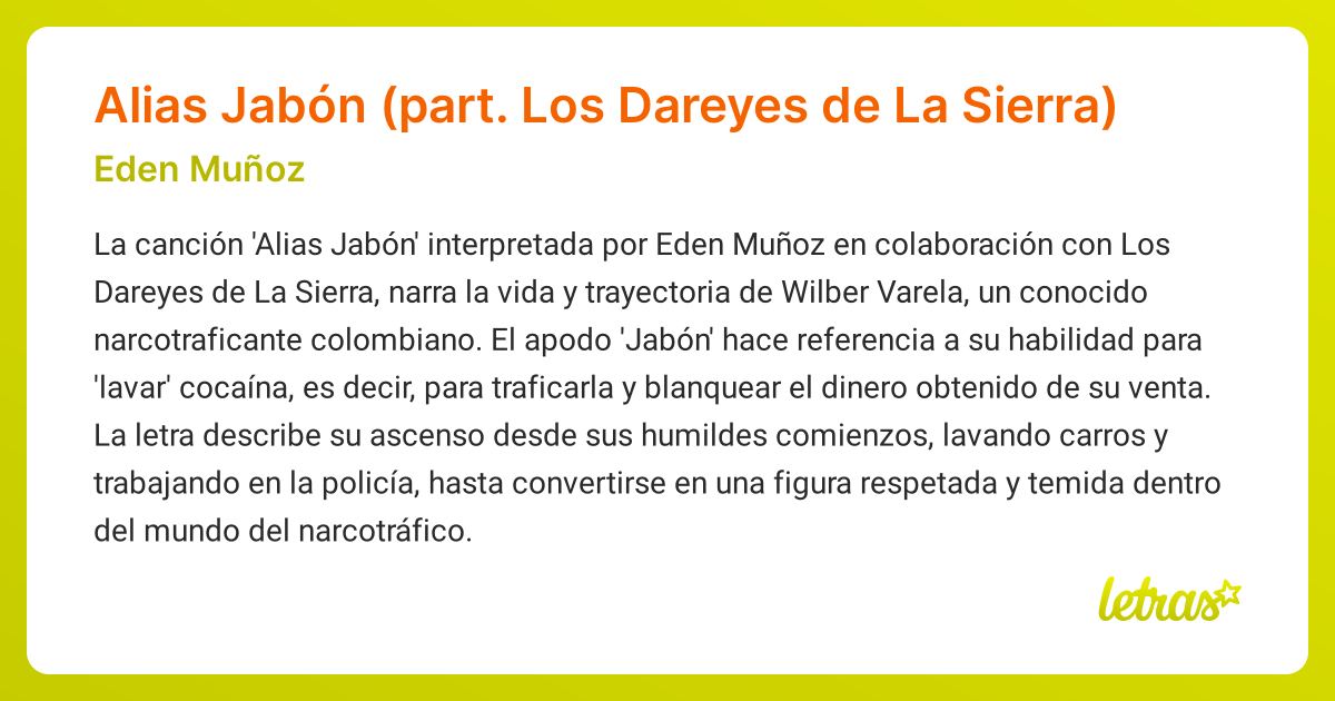 Significado de la canción Alias Jabón (part. Los Dareyes de La Sierra ...