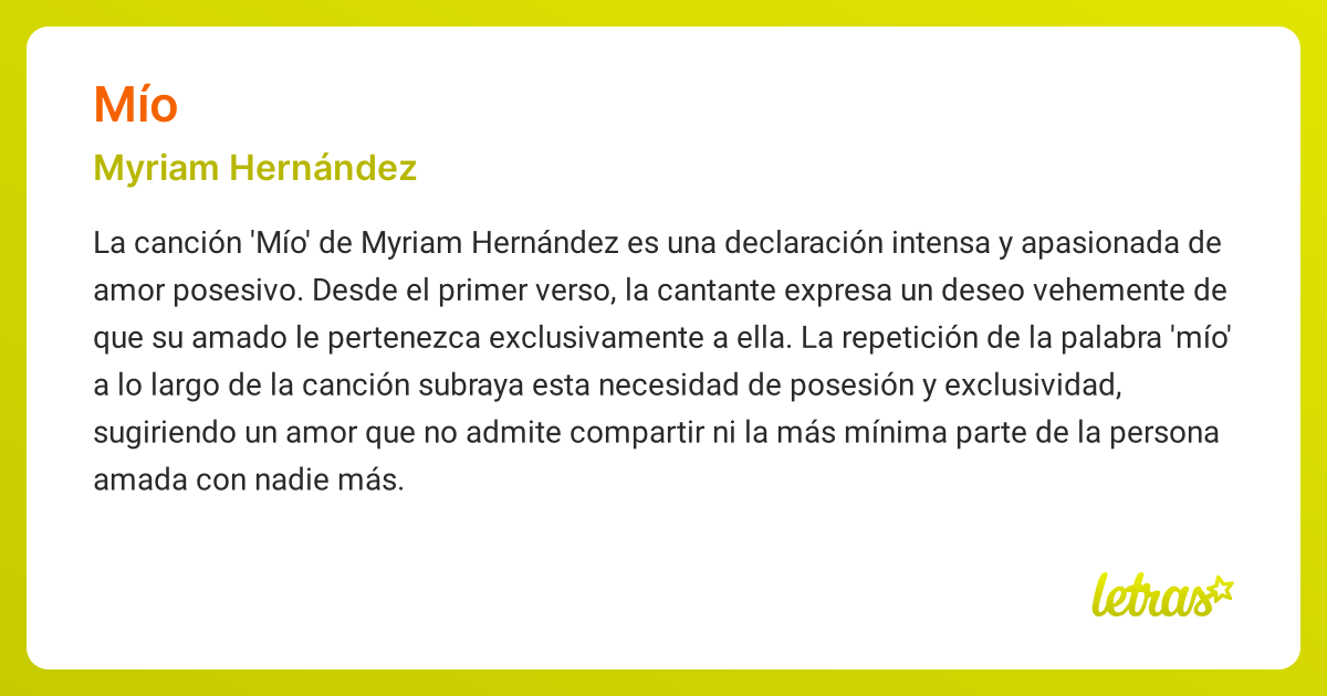 Significado de la canción MÍO (Myriam Hernández) - LETRAS.COM