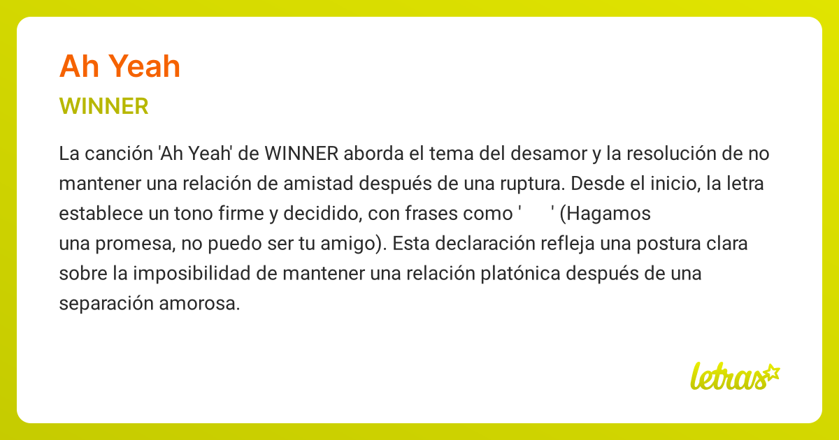 Significado de la canción AH YEAH (WINNER) - LETRAS.COM