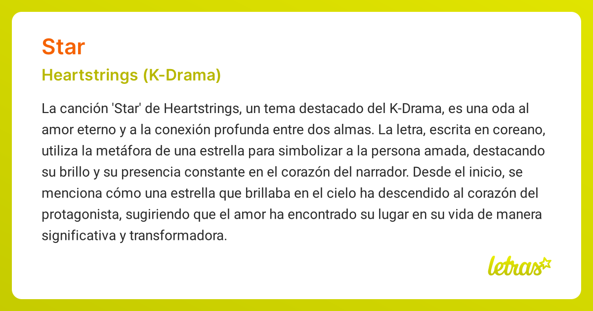 Significado de la canción STAR (Heartstrings (K-Drama)) - LETRAS.COM