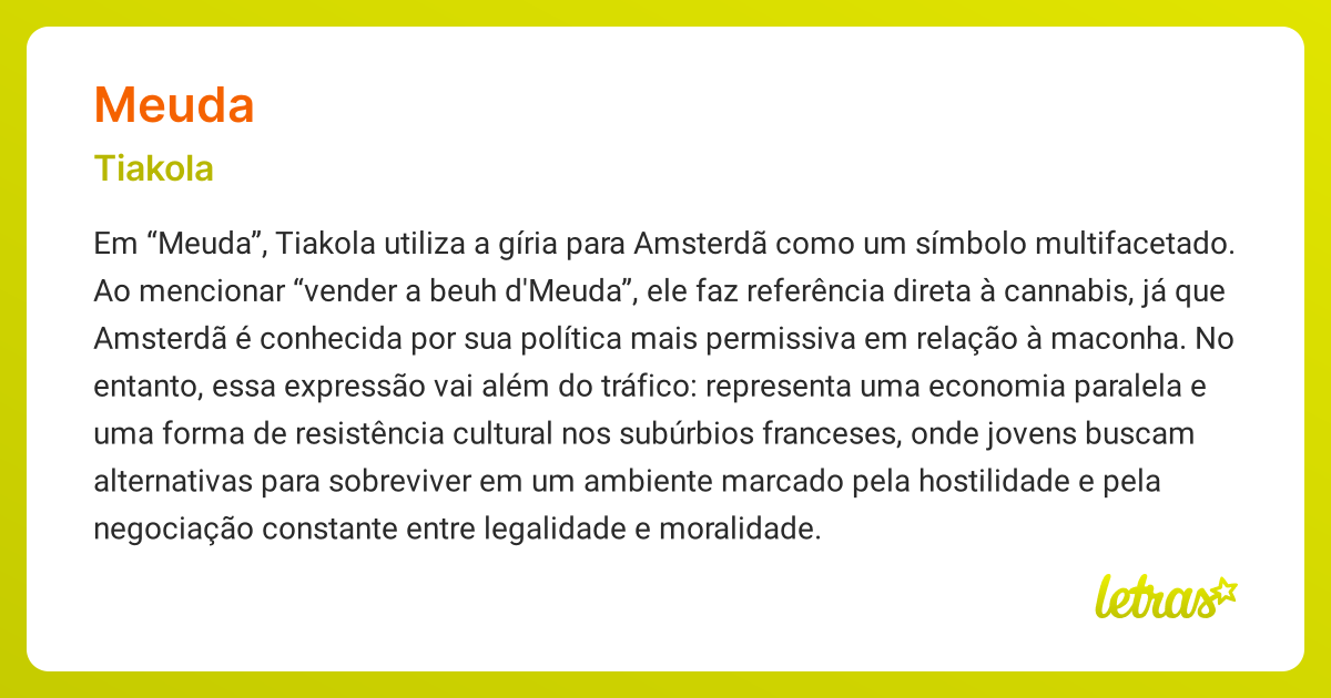 Significado da música MEUDA (Tiakola) - LETRAS.MUS.BR