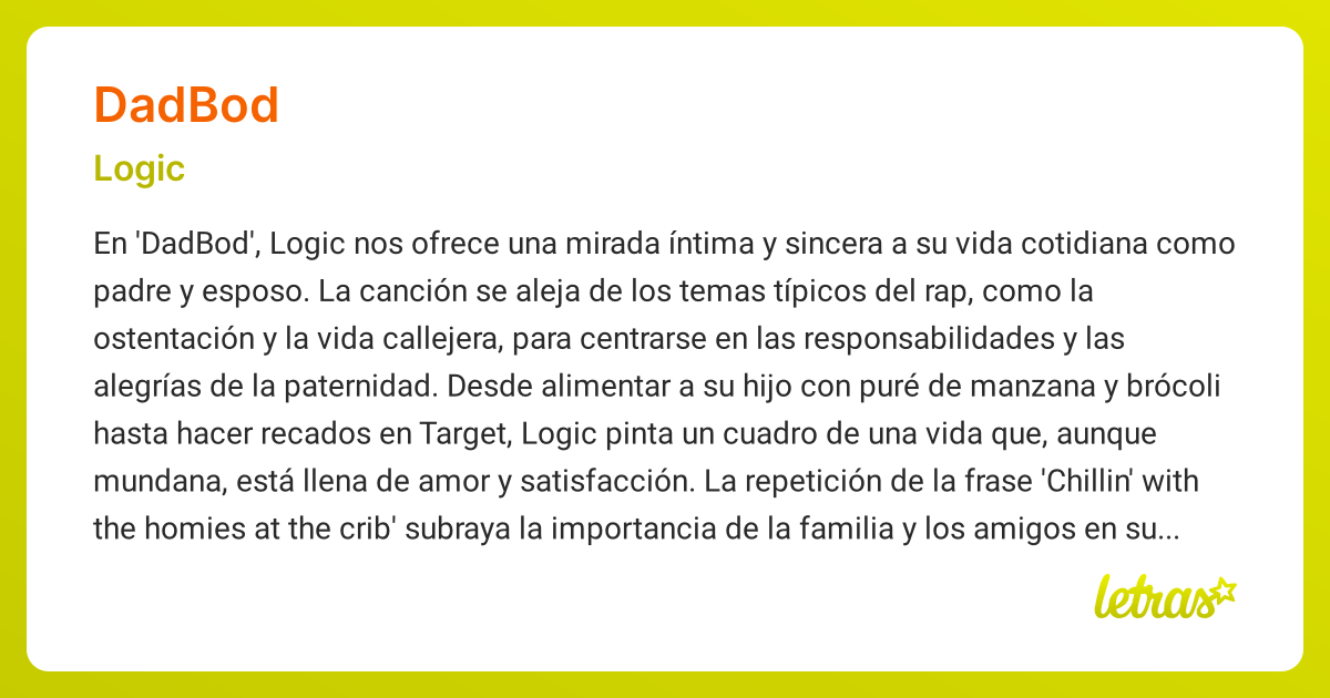 Significado de la canción DADBOD (Logic) - LETRAS.COM