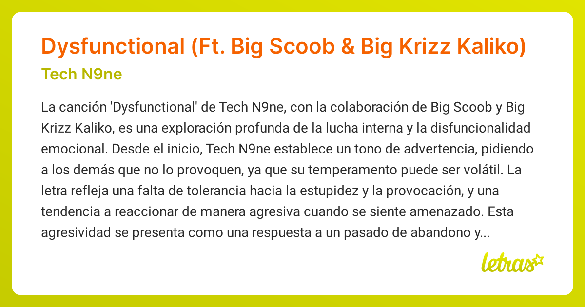 Significado de la canción Dysfunctional (Ft. Big Scoob & Big Krizz ...