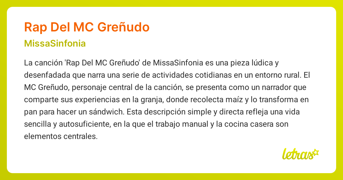 Significado de la canción RAP DEL MC GREÑUDO (MissaSinfonia) - LETRAS.COM