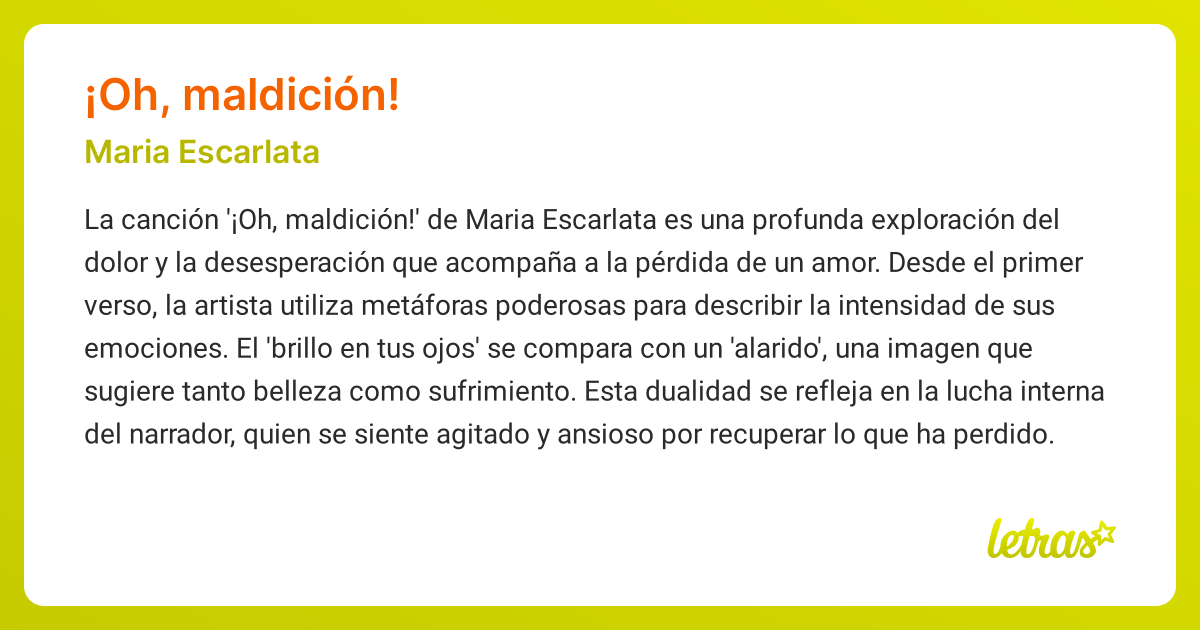 Significado de la canción ¡OH, MALDICIÓN! (Maria Escarlata) - LETRAS.COM