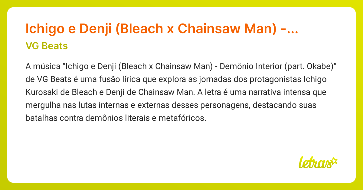 Significado da música Ichigo e Denji (Bleach x Chainsaw Man) - Demônio ...