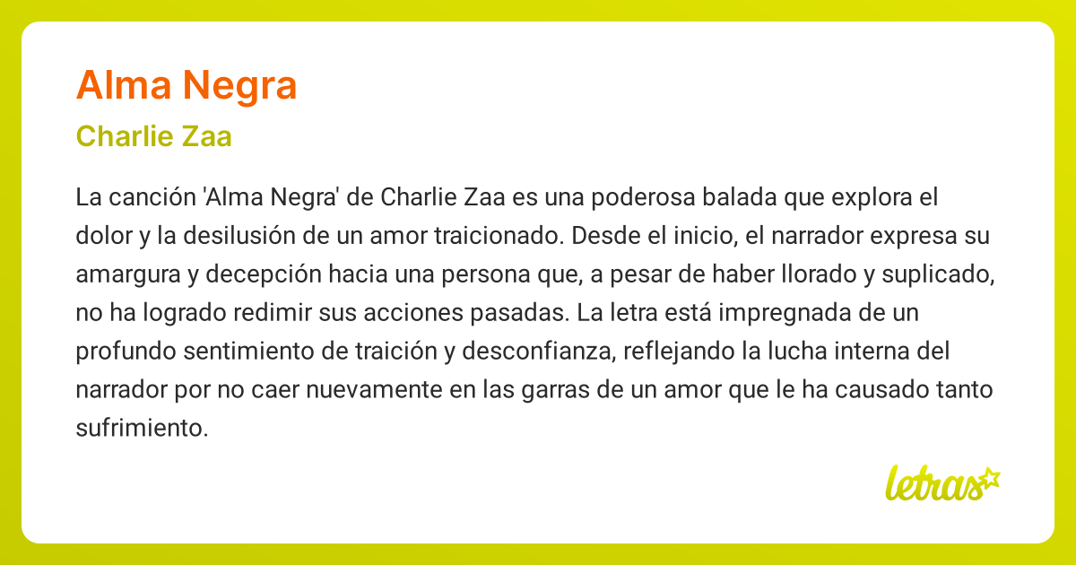 Significado de la canción ALMA NEGRA (Charlie Zaa) - LETRAS.COM