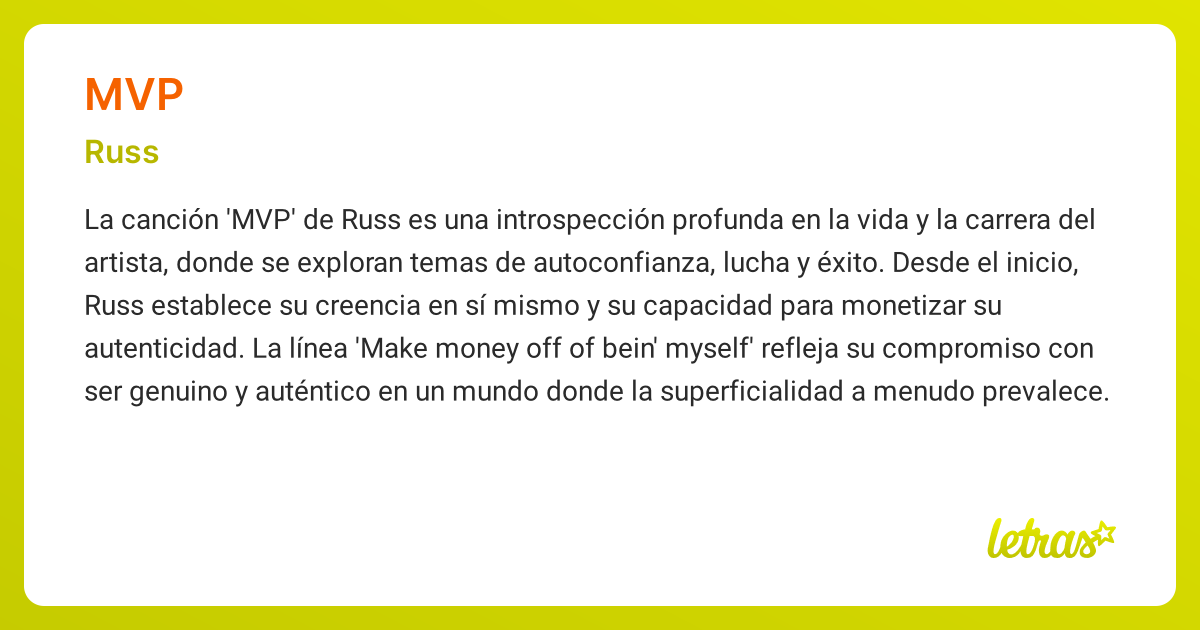 Significado de la canción MVP (Russ) - LETRAS.COM