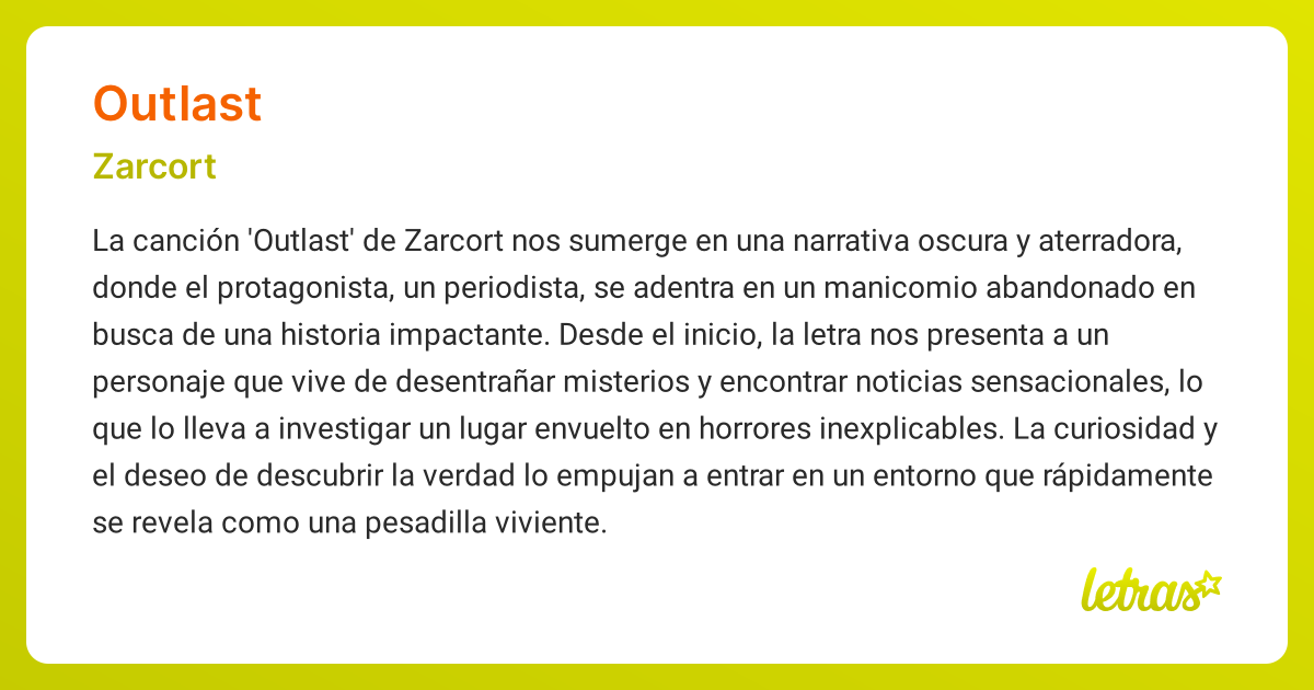 Significado de la canción OUTLAST (Zarcort) - LETRAS.COM