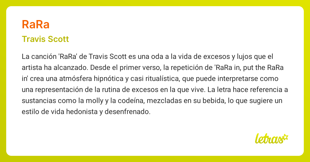 Significado de la canción RARA (Travis Scott) - LETRAS.COM