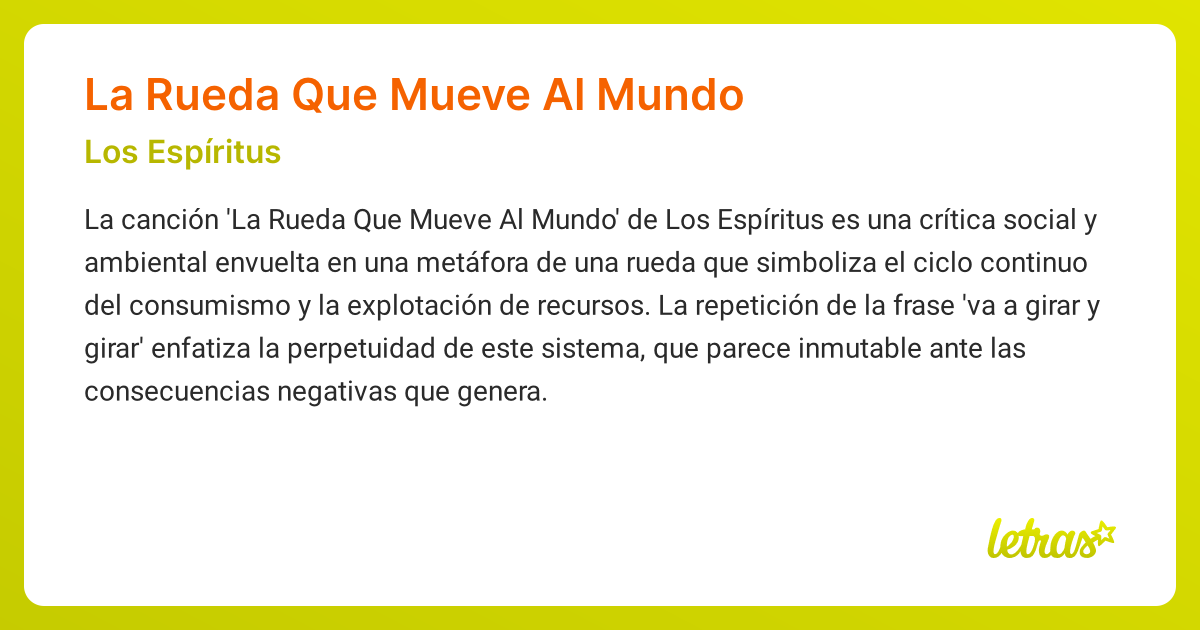 Significado de la canción LA RUEDA QUE MUEVE AL MUNDO (Los Espíritus ...