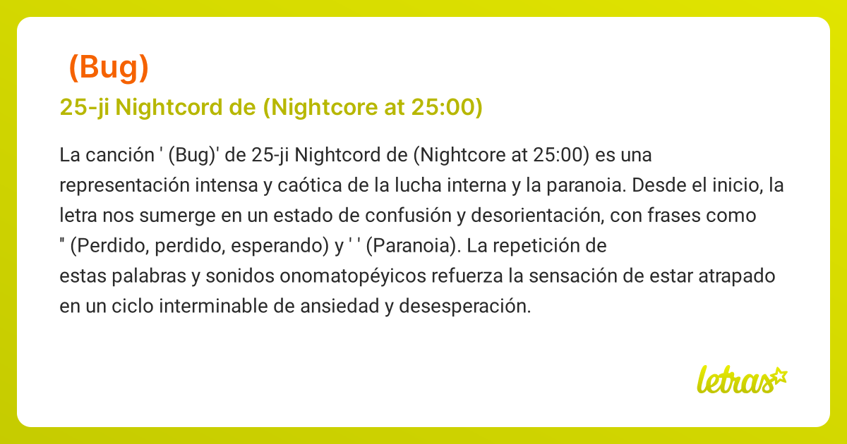 Significado de la canción バグ (BUG) (25-ji Nightcord de (Nightcore at 25 ...