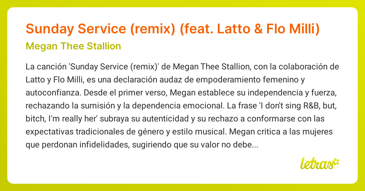 Significado de la canción Sunday Service (remix) (feat. Latto & Flo ...