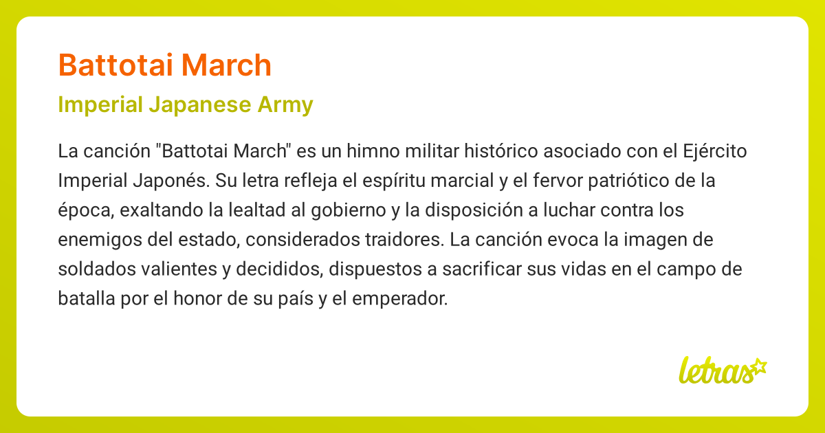 Significado de la canción BATTOTAI MARCH (Imperial Japanese Army ...