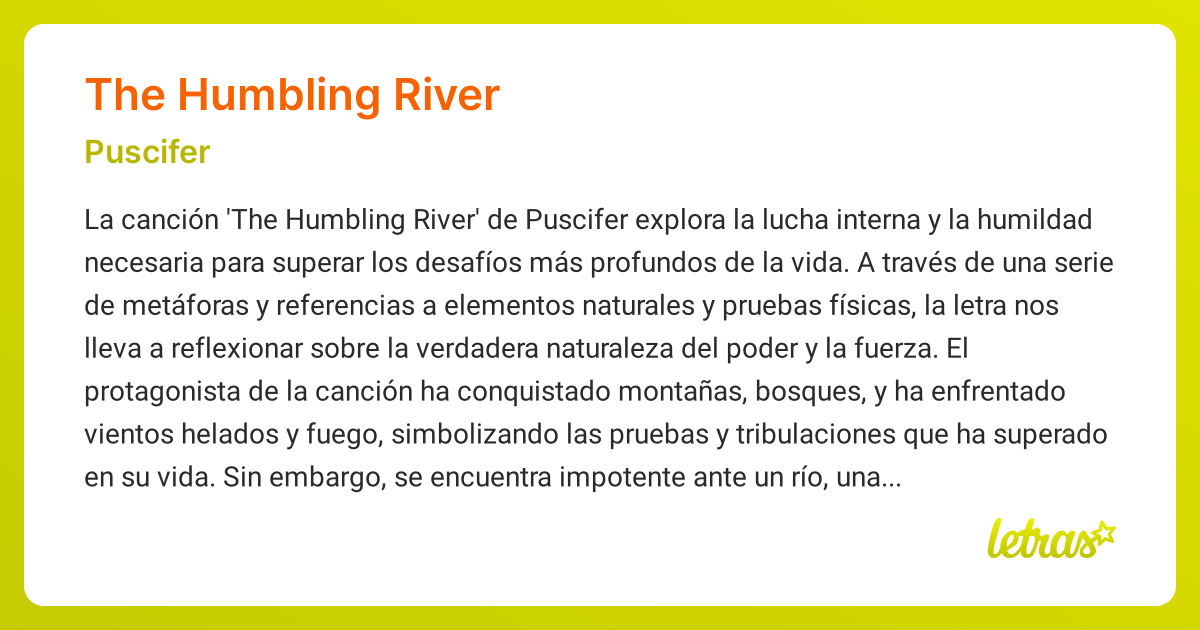 Significado de la canción THE HUMBLING RIVER (Puscifer) - LETRAS.COM