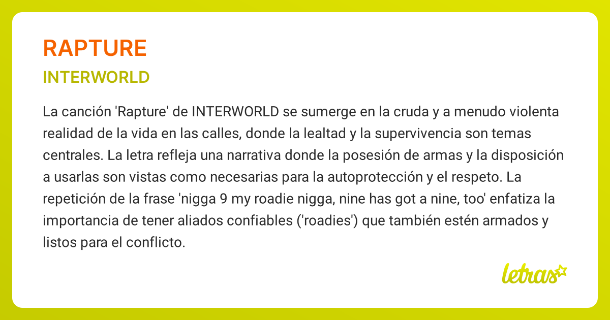 Significado de la canción RAPTURE (INTERWORLD) - LETRAS.COM
