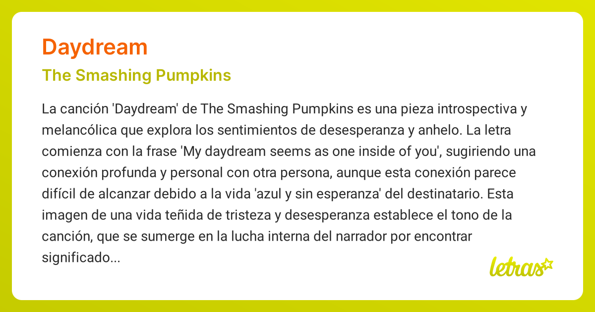 Significado de la canción DAYDREAM (The Smashing Pumpkins) - LETRAS.COM