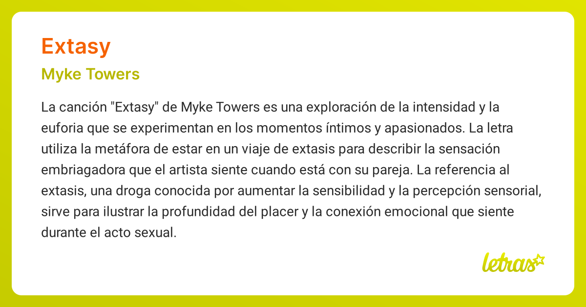 Significado de la canción EXTASY (Myke Towers) - LETRAS.COM