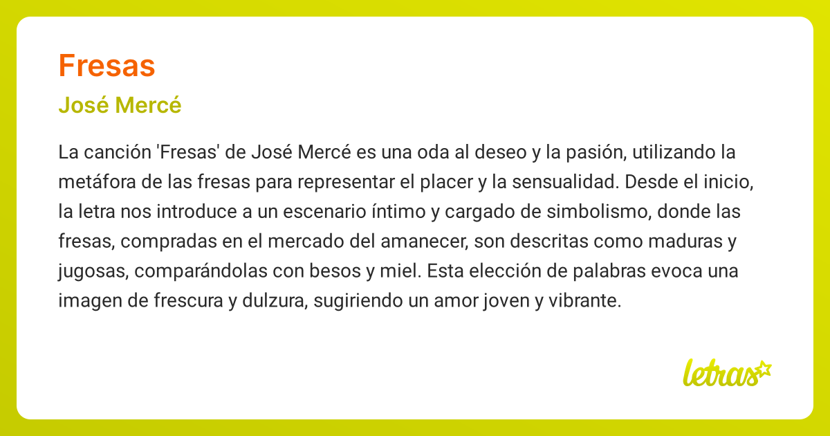 Significado de la canción FRESAS (José Mercé) - LETRAS.COM