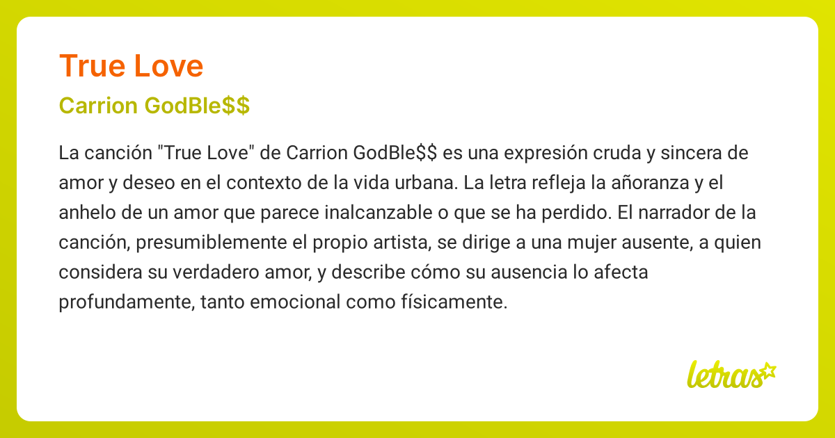 Significado de la canción TRUE LOVE (Carrion GodBle$$) - LETRAS.COM