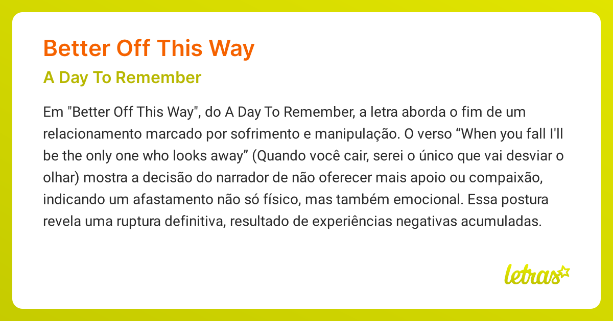Significado da música BETTER OFF THIS WAY (A Day To Remember) - LETRAS ...