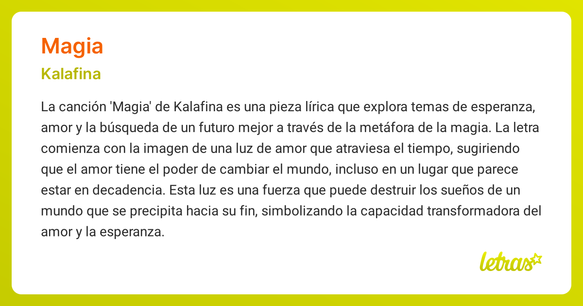 Significado de la canción MAGIA (Kalafina) - LETRAS.COM
