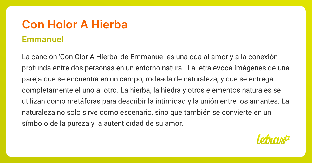 Significado de la canción CON HOLOR A HIERBA (Emmanuel) - LETRAS.COM