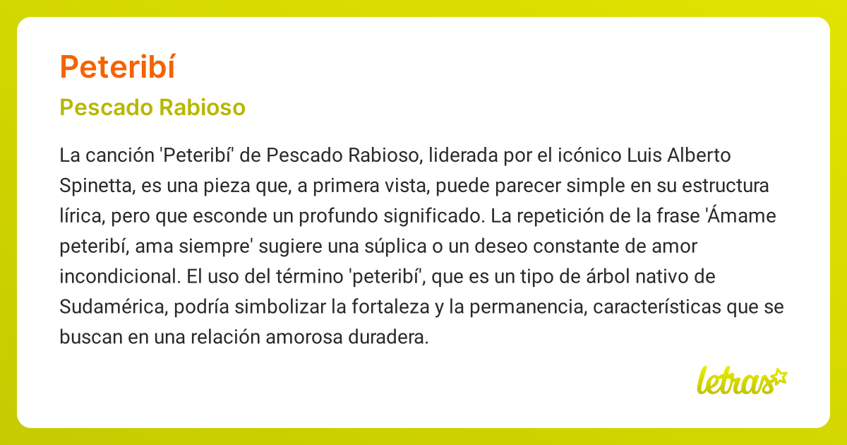 Significado de la canción PETERIBÍ (Pescado Rabioso) - LETRAS.COM