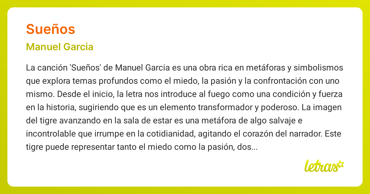 Significado de la canción SUEÑOS (Manuel Garcia) - LETRAS.COM