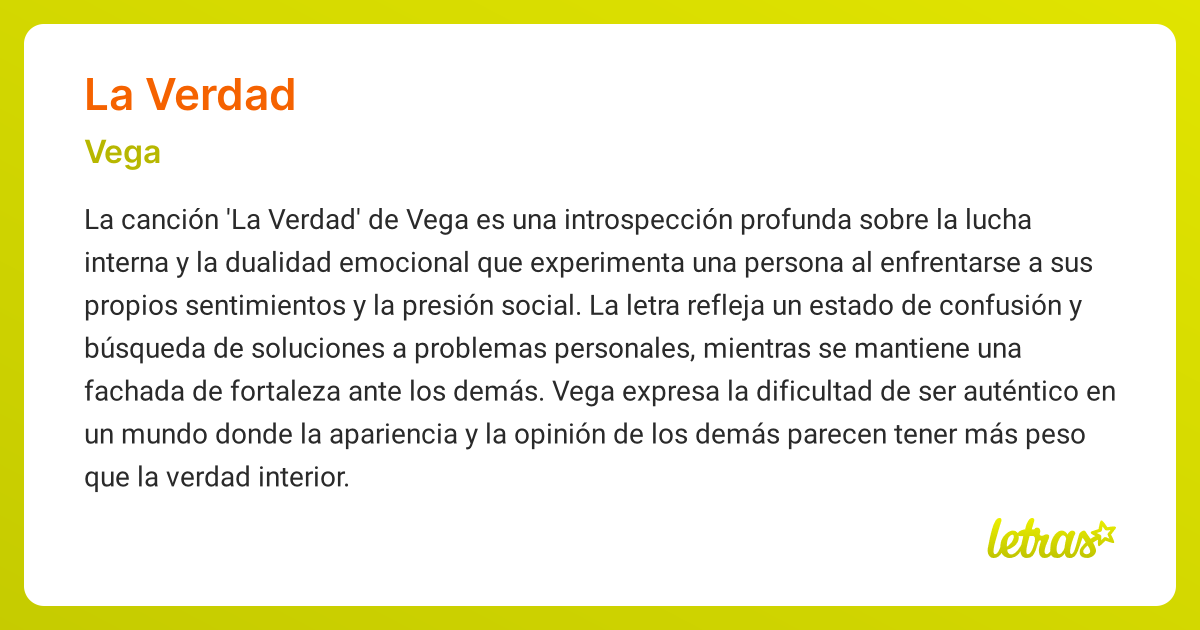 Significado de la canción LA VERDAD (Vega) - LETRAS.COM