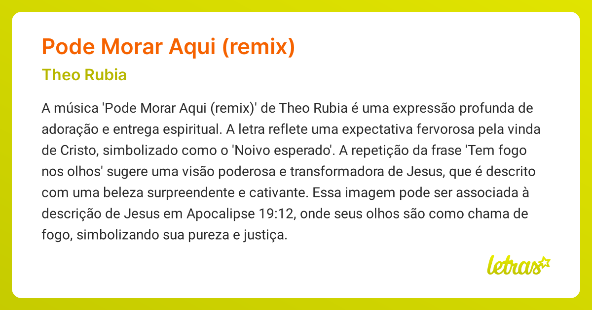 Significado da música PODE MORAR AQUI (REMIX) (Theo Rubia) - LETRAS.MUS.BR