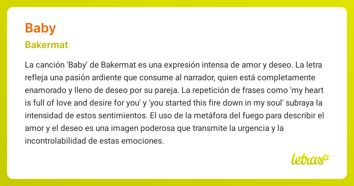 Significado de la canción BABY (Bakermat) - LETRAS.COM