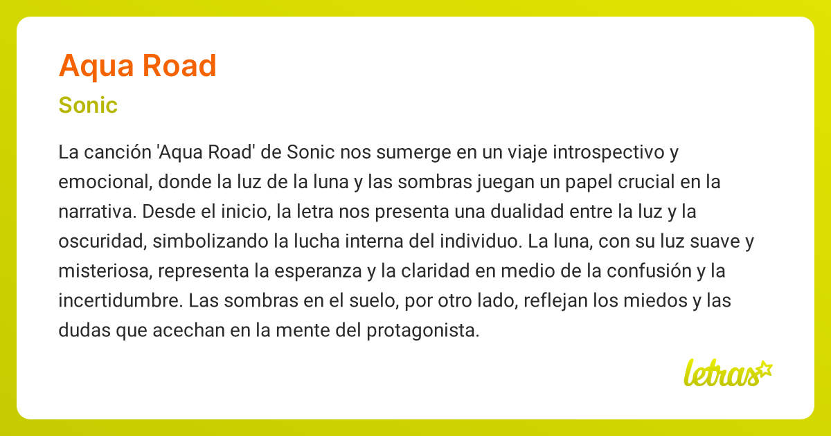 Significado de la canción AQUA ROAD (Sonic) - LETRAS.COM