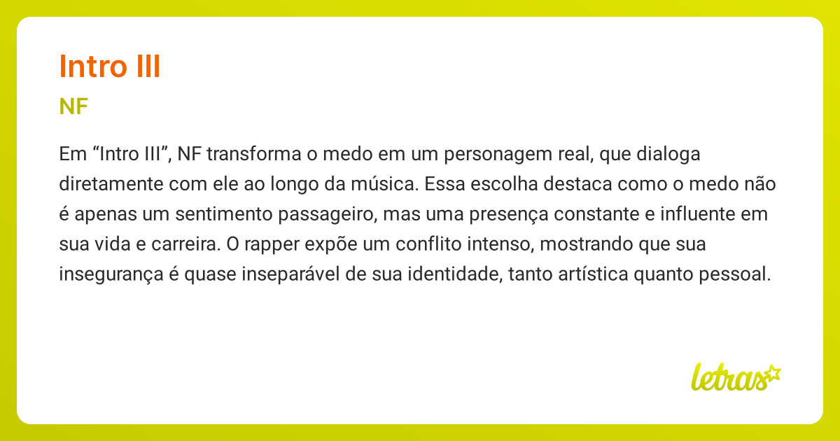 Significado da música INTRO III (NF) - LETRAS.MUS.BR