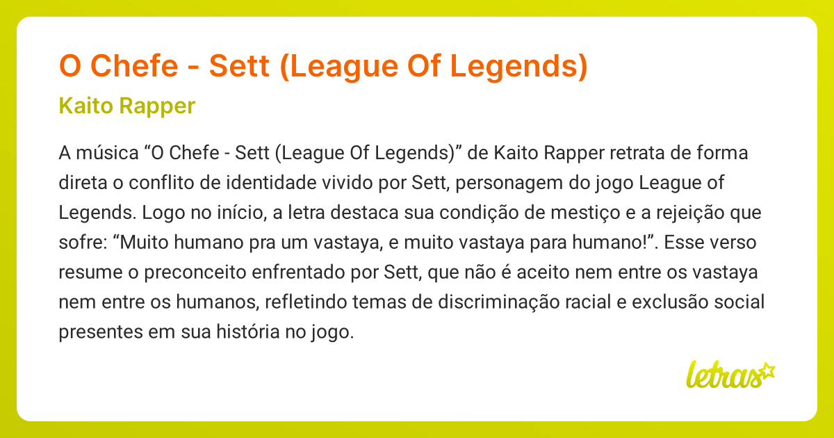 Significado da música O Chefe - Sett (League Of Legends) (Kaito Rapper ...