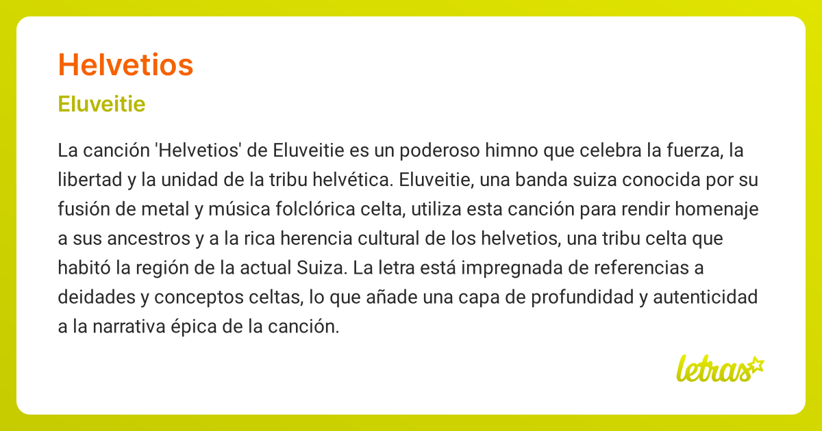 Significado de la canción HELVETIOS (Eluveitie) - LETRAS.COM