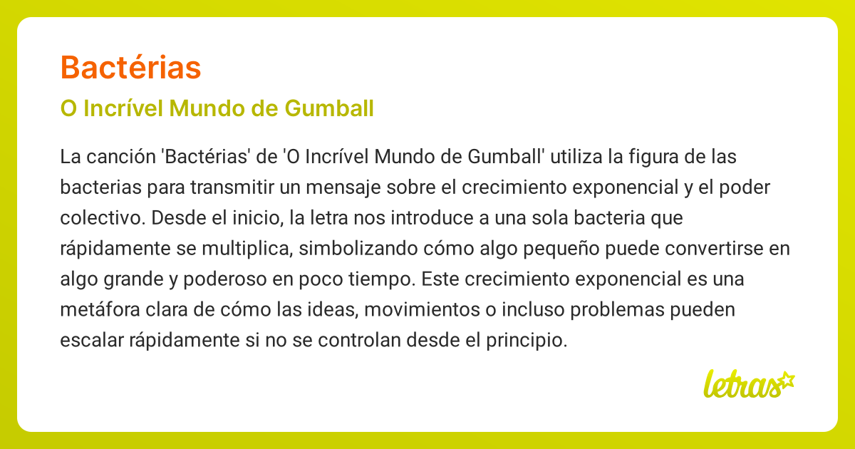 Significado de la canción BACTÉRIAS (O Incrível Mundo de Gumball ...