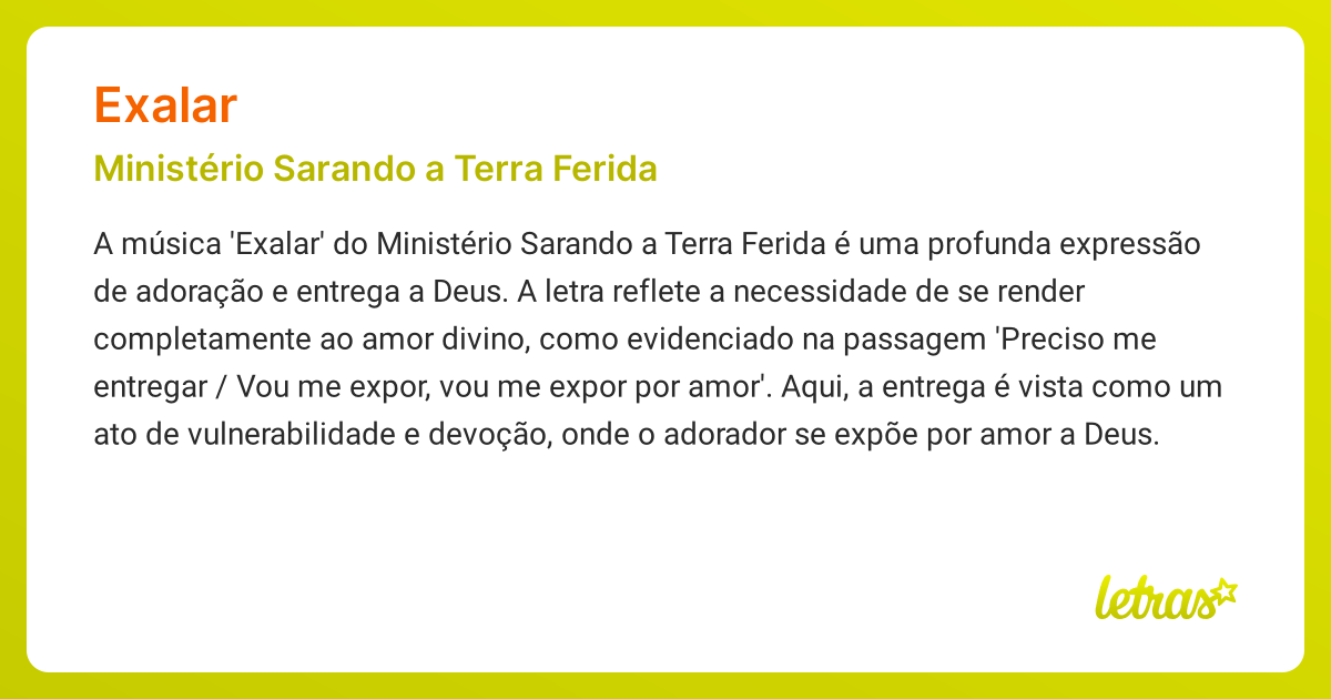 Significado da música EXALAR (Ministério Sarando a Terra Ferida ...