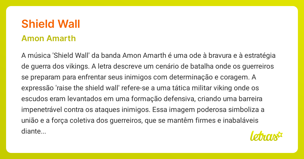 Significado da música SHIELD WALL (Amon Amarth) - LETRAS.MUS.BR