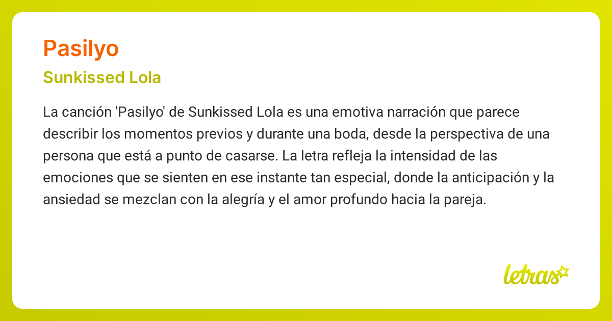 Significado de la canción PASILYO (Sunkissed Lola) - LETRAS.COM