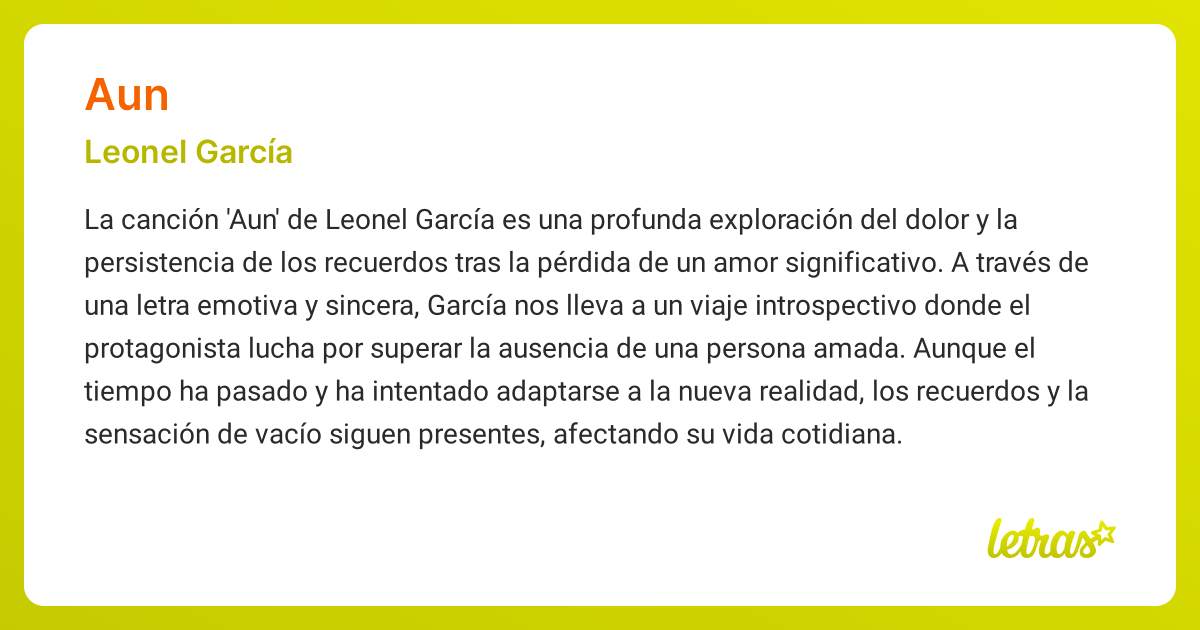 Significado de la canción AUN (Leonel García) - LETRAS.COM