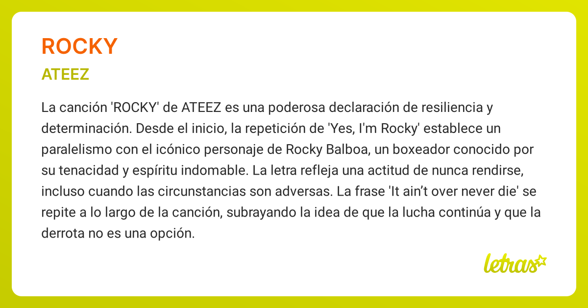 Significado de la canción ROCKY (ATEEZ ) - LETRAS.COM