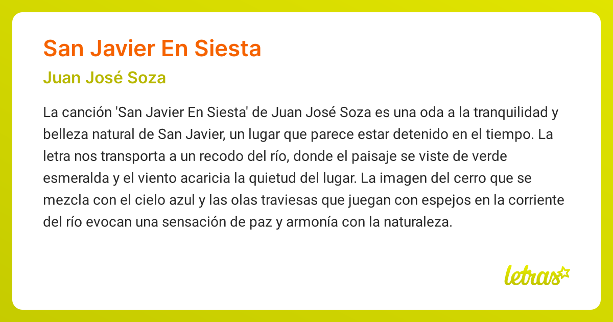 Significado de la canción SAN JAVIER EN SIESTA (Juan José Soza ...
