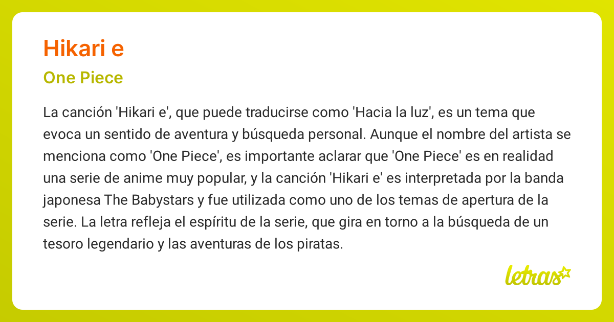 Significado de la canción HIKARI E (One Piece) - LETRAS.COM
