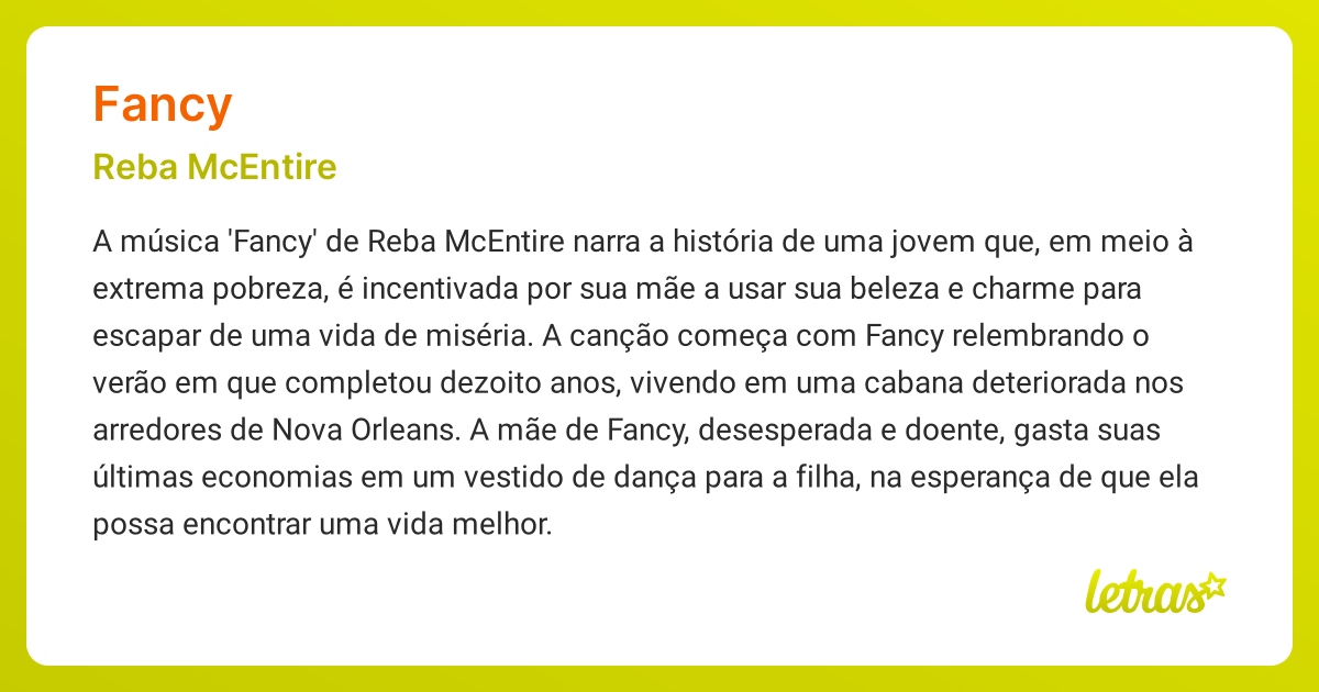 Significado da música FANCY (Reba McEntire) - LETRAS.MUS.BR
