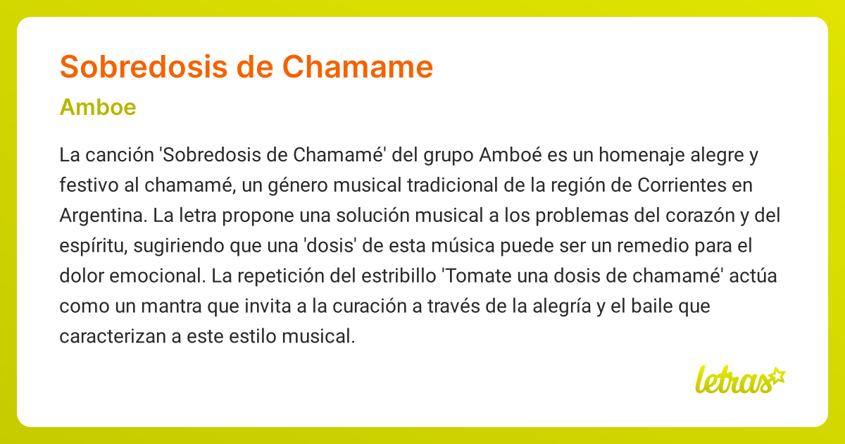 Significado de la canción SOBREDOSIS DE CHAMAME (Amboe) - LETRAS.COM