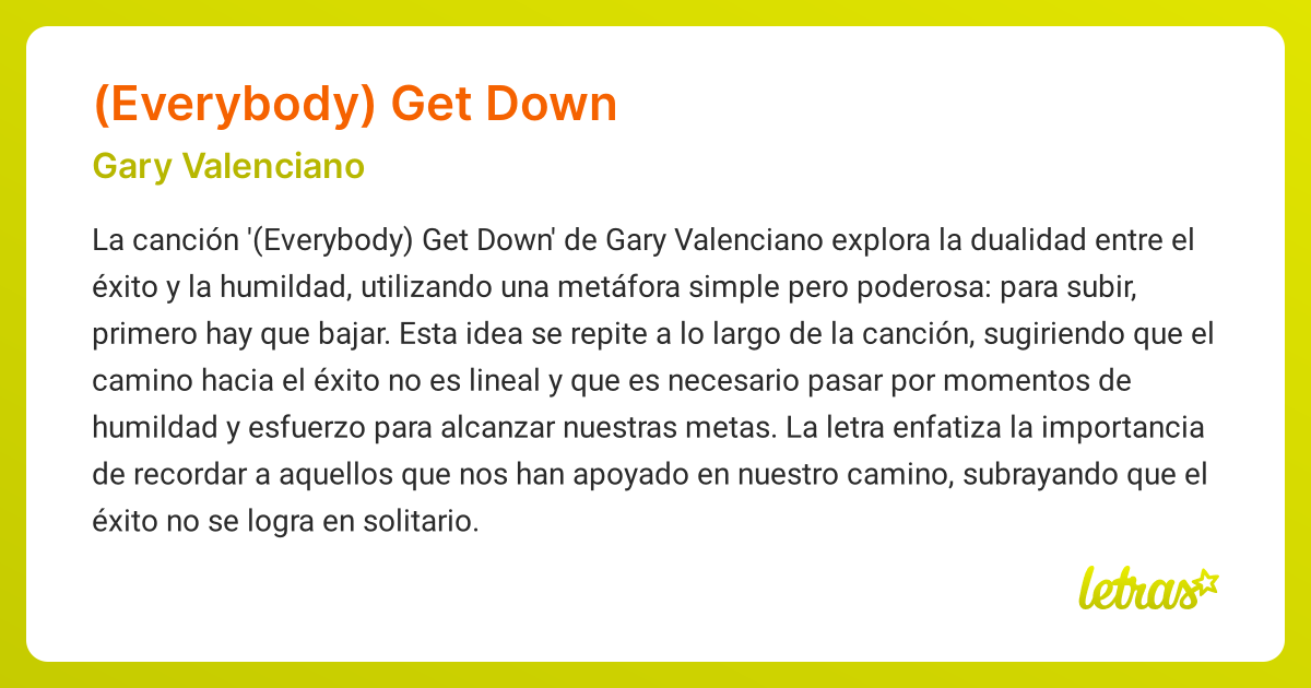 Significado de la canción (EVERYBODY) GET DOWN (Gary Valenciano ...