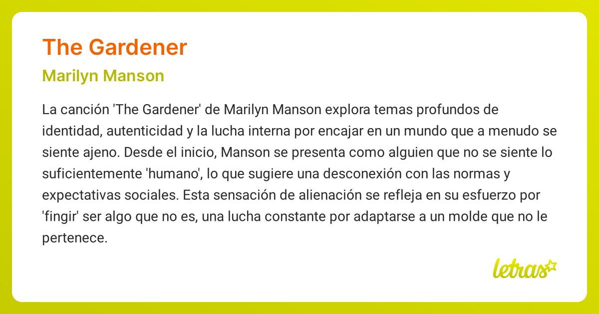 Significado de la canción THE GARDENER (Marilyn Manson) - LETRAS.COM
